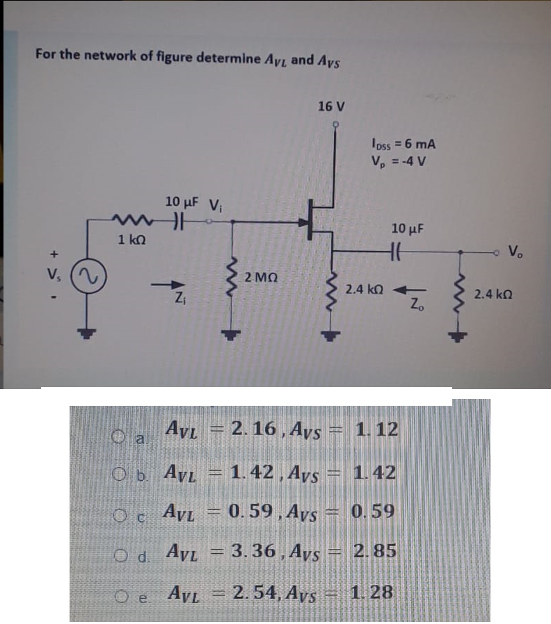 Solved For the network of figure determine AVL and AVS | Chegg.com