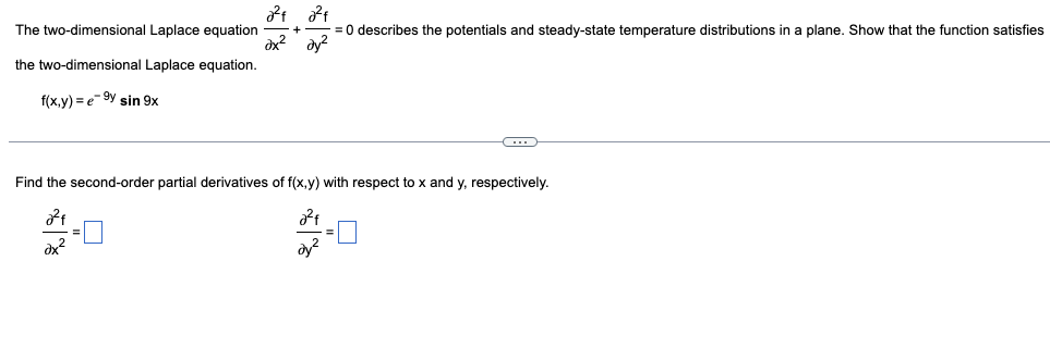[Solved]: The two-dimensional Laplace equation ( frac{ p