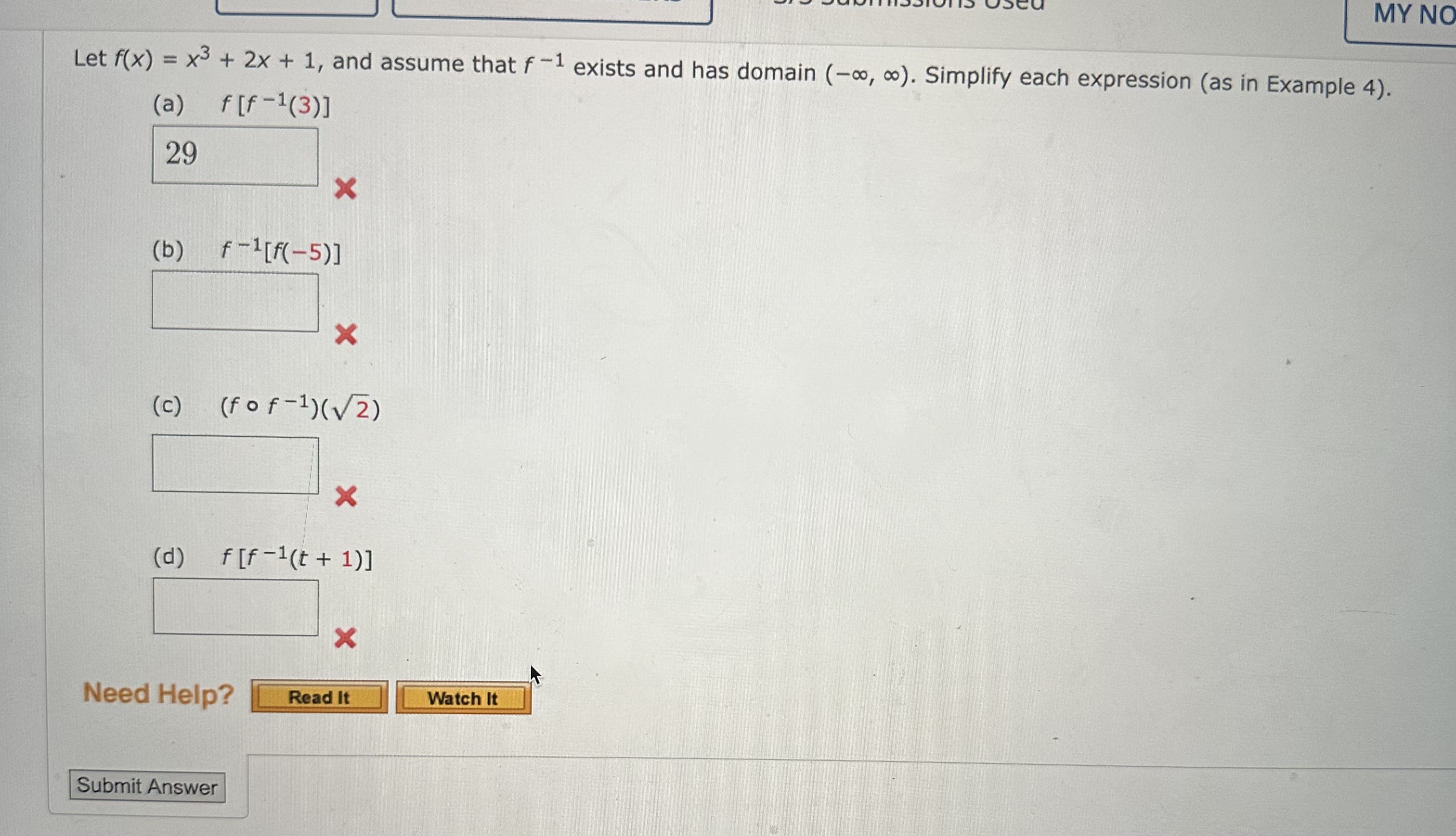 Solved Let f(x)=x3+2x+1, and assume that f−1 exists and has | Chegg.com