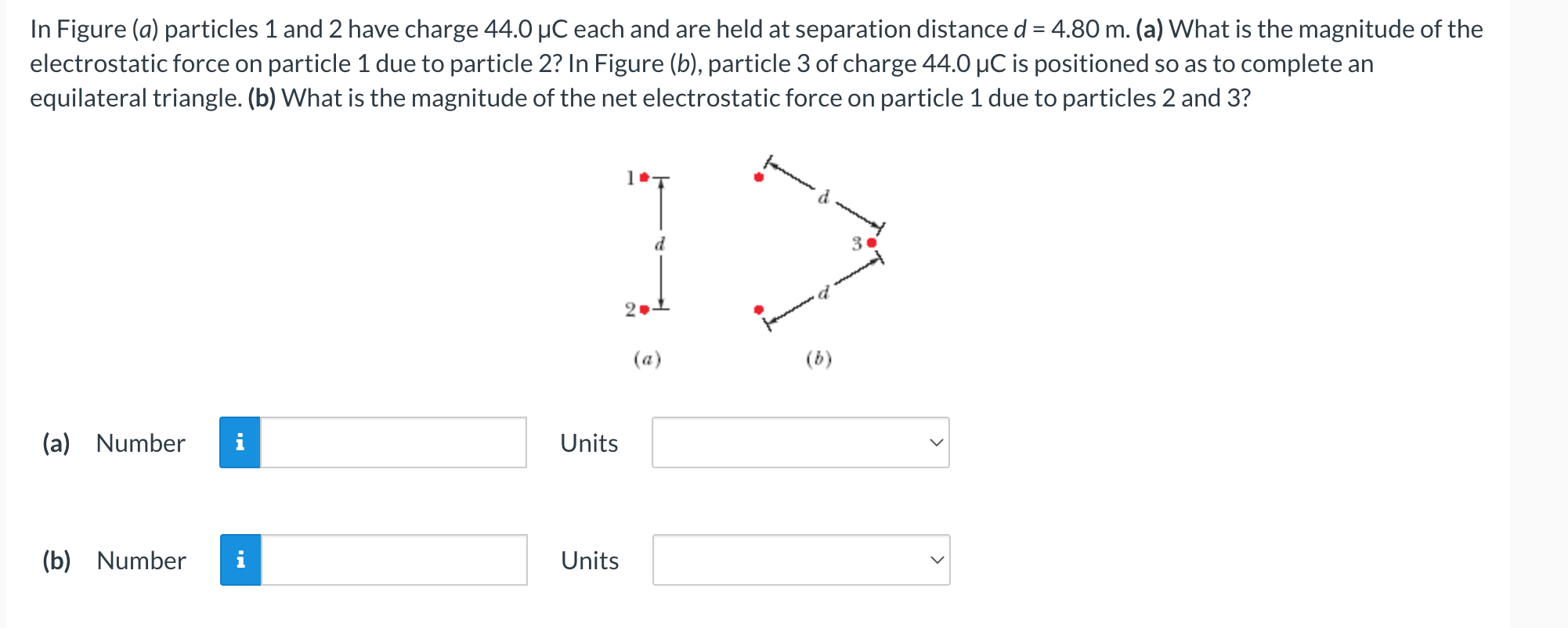Solved In Figure (a) particles 1 and 2 have charge 44.0μC | Chegg.com