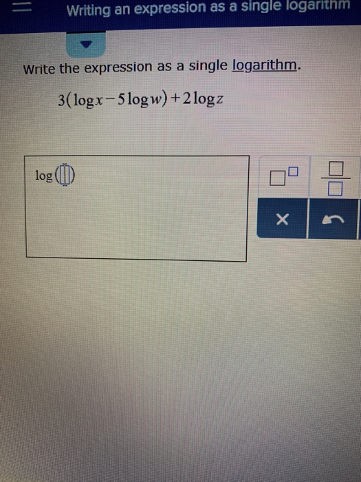 Solved Writing an expression as a single logarithm Write the | Chegg.com