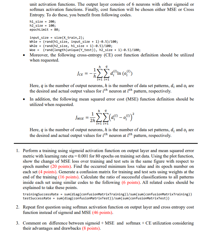 Solved unit activation functions. The output layer consists | Chegg.com