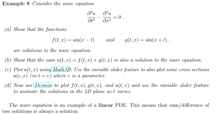 Solved Example 8 Consider the wave equation ∂t2∂2u−∂x2∂2u=0 | Chegg.com