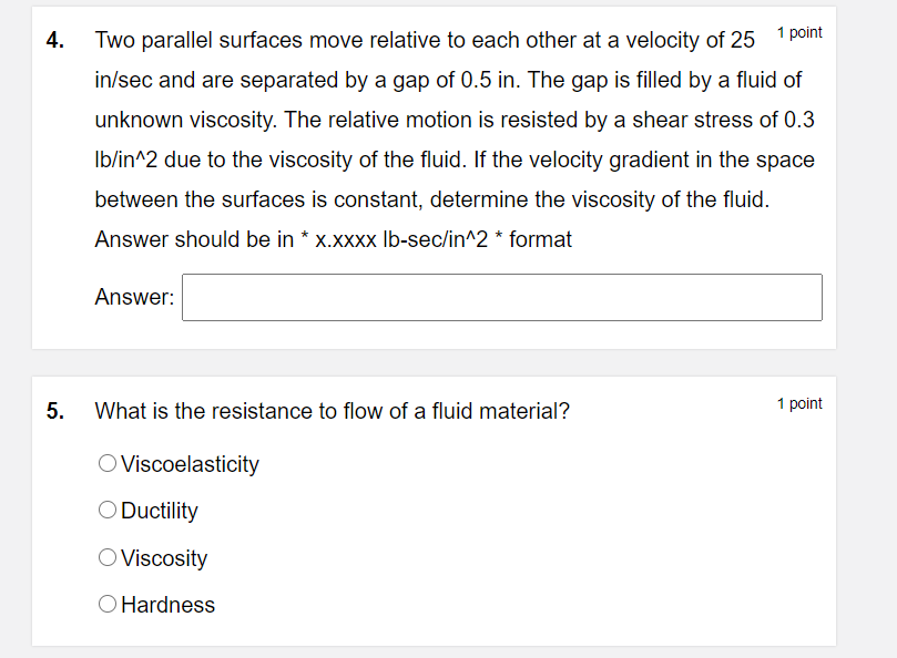 Solved 4. Two parallel surfaces move relative to each other | Chegg.com