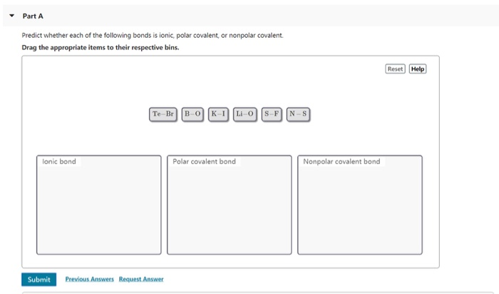 Solved Part A Predict whether each of the following bonds | Chegg.com