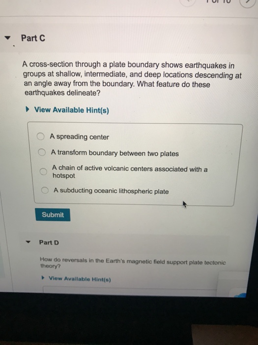 Solved 1 of 10> What type of plate boundary forms where two | Chegg.com