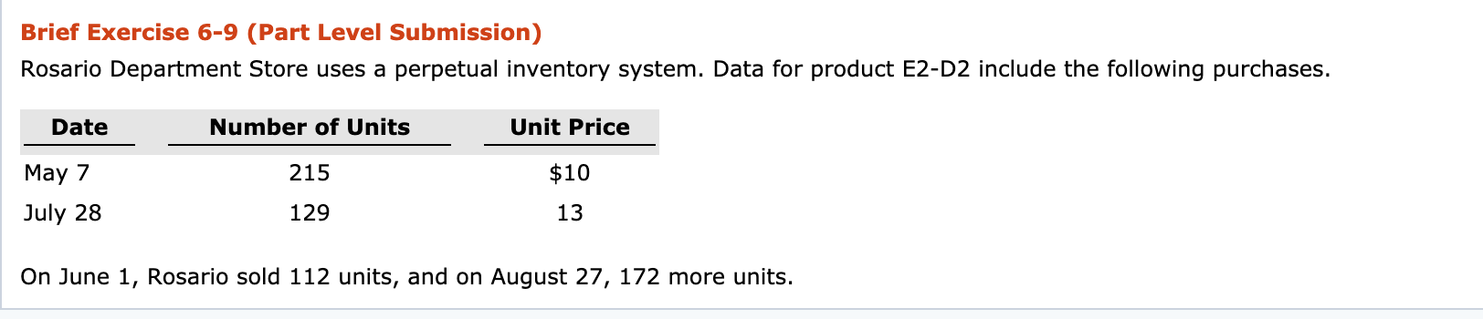 Solved Brief Exercise 6-9 (Part Level Submission) Rosario | Chegg.com