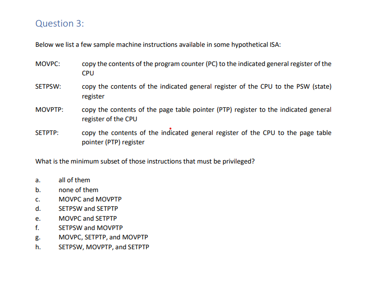 Solved MOVPC: copy the contents of the program counter (PC) | Chegg.com