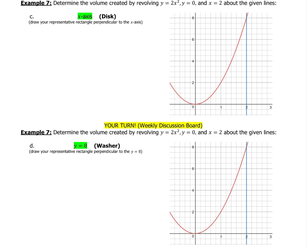 Solved Example 7: Determine the volume created by revolving | Chegg.com