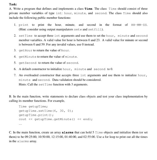 Solved Task: A. Write a program that defines and implements | Chegg.com