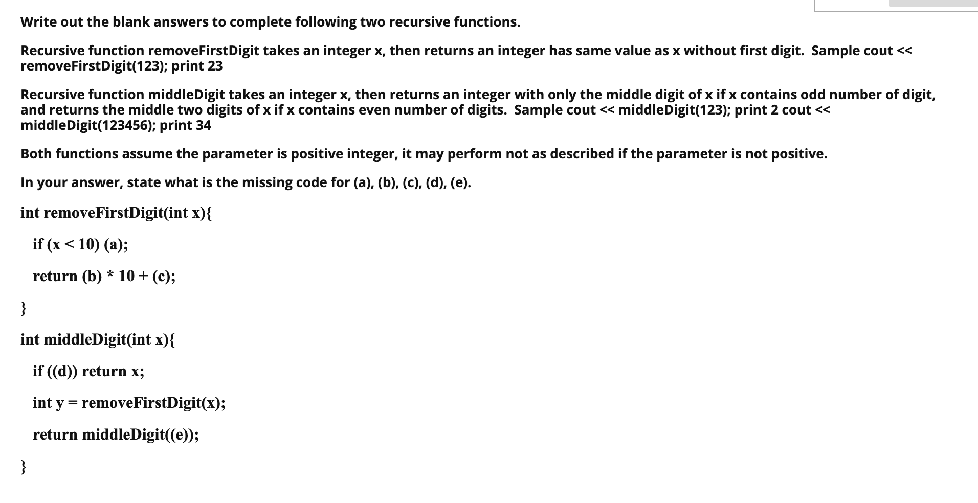 Solved Write out the blank answers to complete following two | Chegg.com