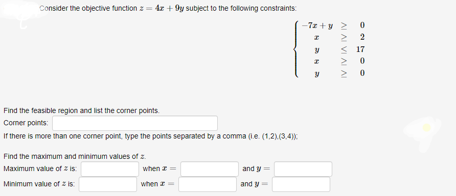 Solved Consider The Objective Function Z 4x 9y Subject To