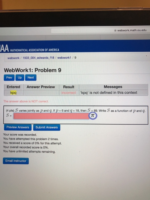 Solved a webwork.math.ou.edu MATHEMATICAL ASSOCIATION OF | Chegg.com