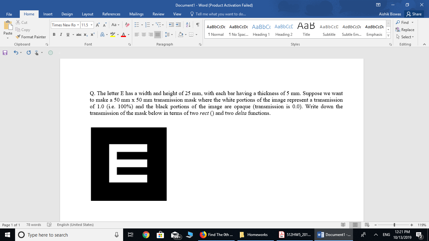 Document1 - Word (Product Activation Failed) - 0x | Chegg.com