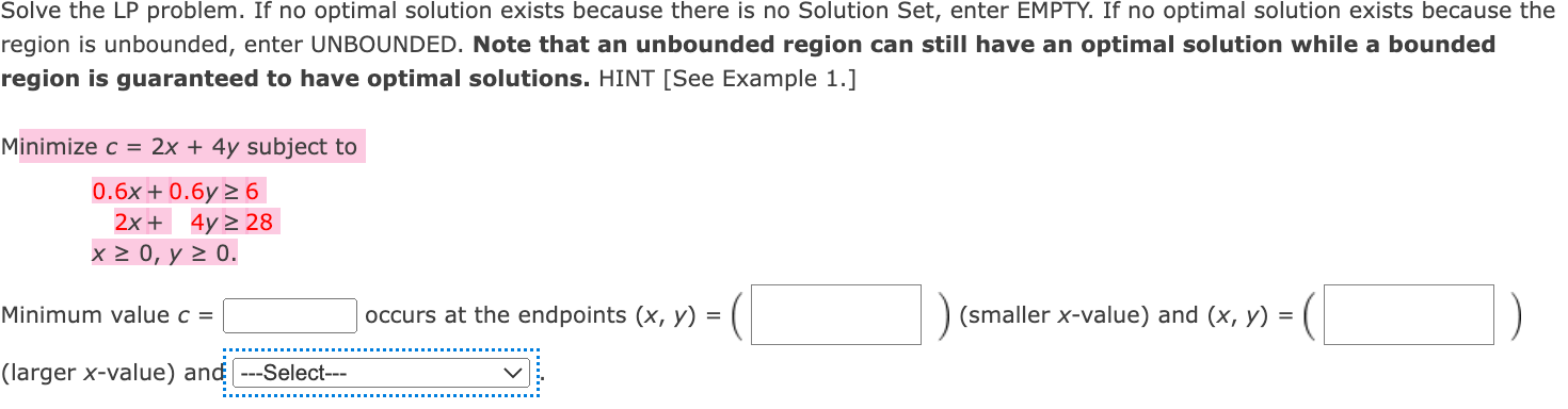Solved Solve the LP problem. If no optimal solution exists | Chegg.com