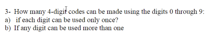 Solved 3- How many 4-digit codes can be made using the | Chegg.com