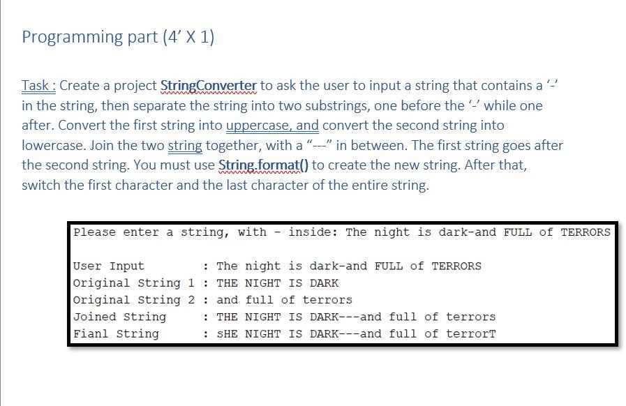 Solved Programming part (4′×1) Task: Create a project | Chegg.com