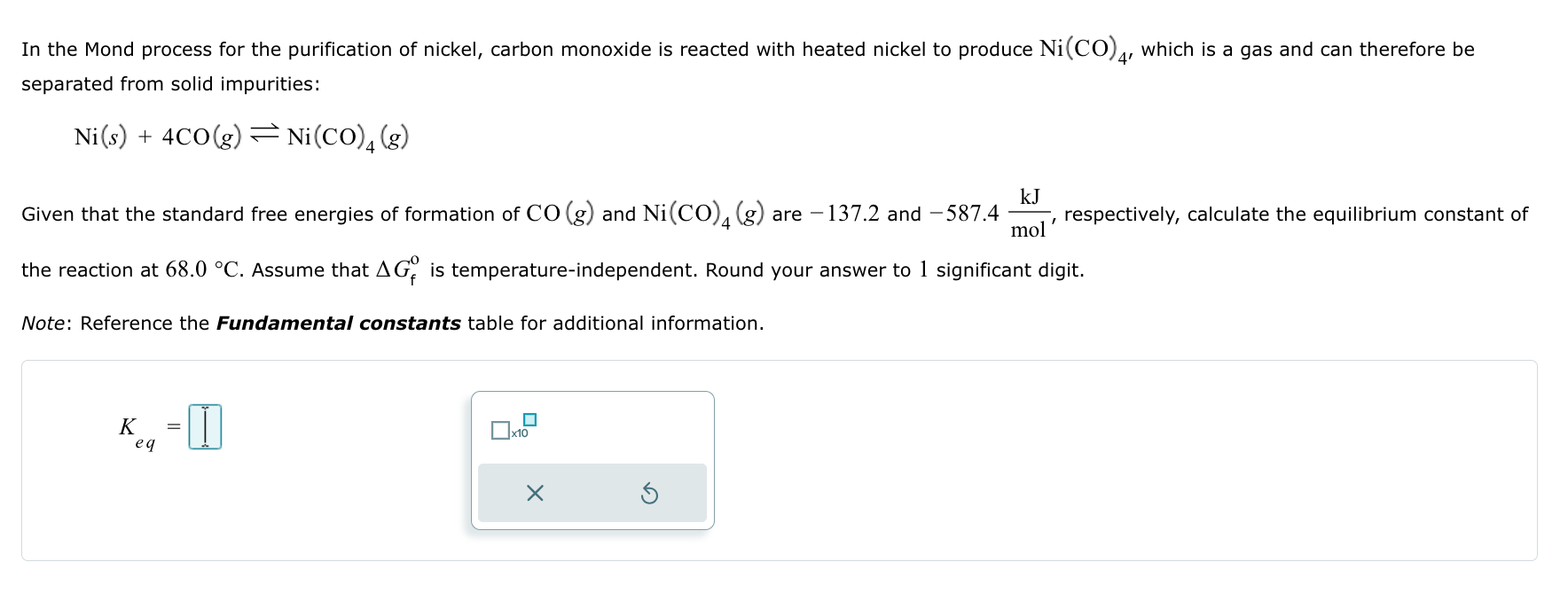 Solved In the Mond process for the purification of nickel, | Chegg.com