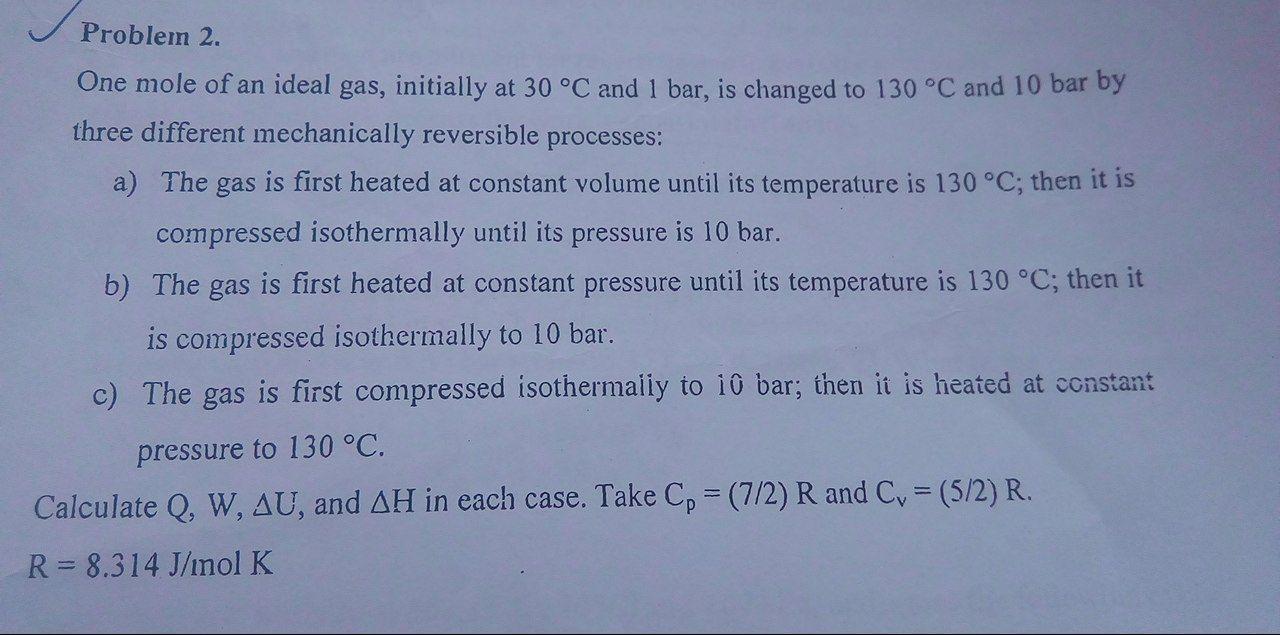 Solved I Problem 2. One mole of an ideal gas, initially at | Chegg.com