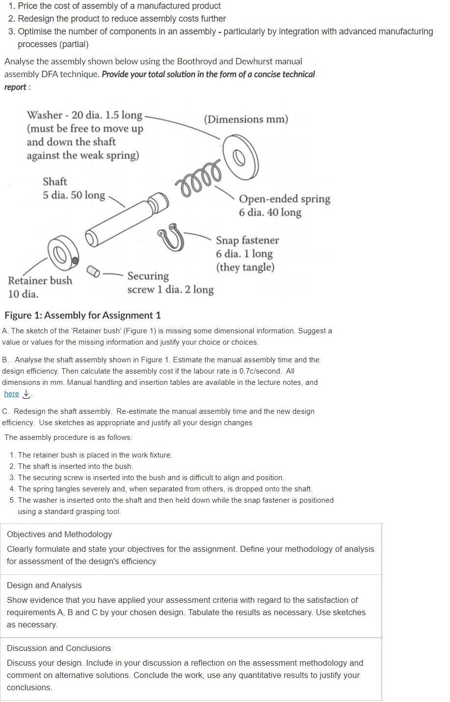 Solved 1. Price the cost of assembly of a manufactured | Chegg.com