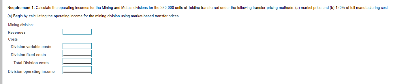 Solved Requirements 1. Calculate the operating incomes for | Chegg.com