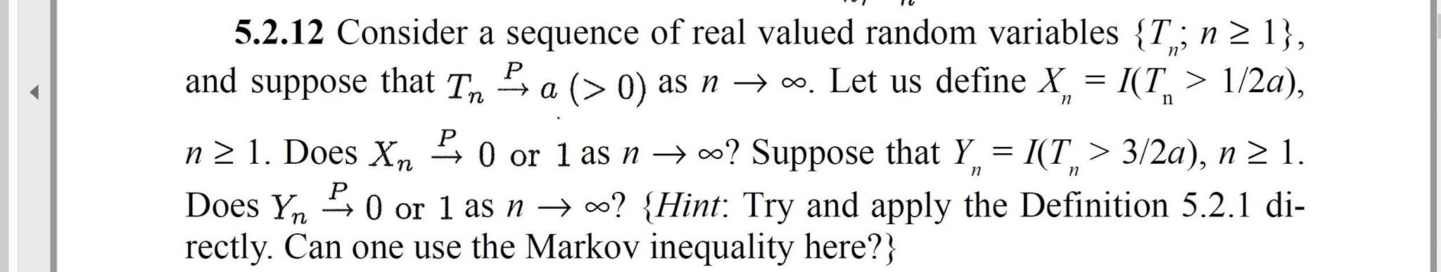 Solved 5.2.12 Consider a sequence of real valued random | Chegg.com