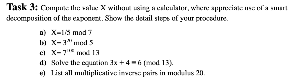Solved Task 3: Compute the value X without using a | Chegg.com