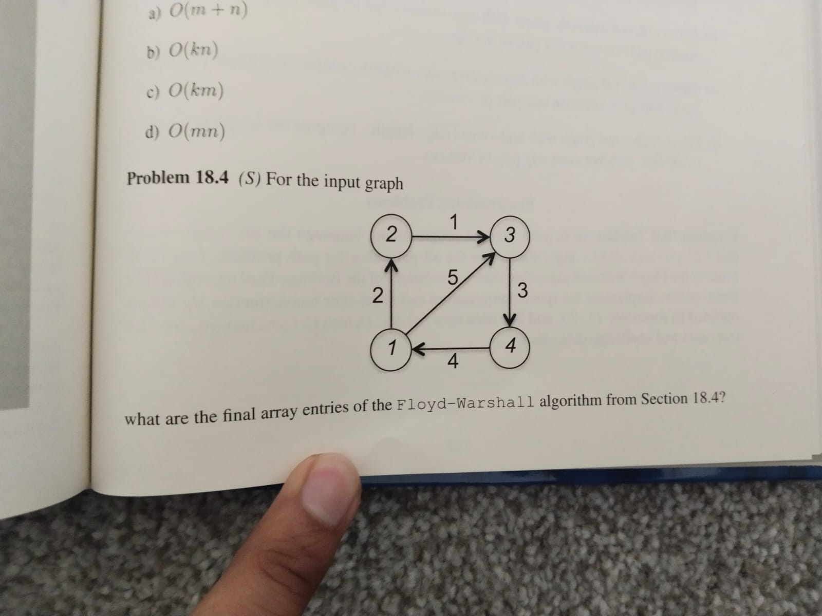 Solved Problem 18.4(S) ﻿For the input graphwhat are the | Chegg.com