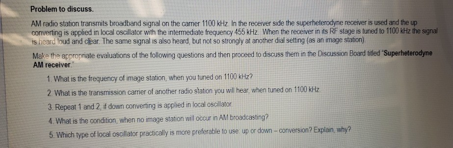 Problem to discuss. AM radio station transmits | Chegg.com