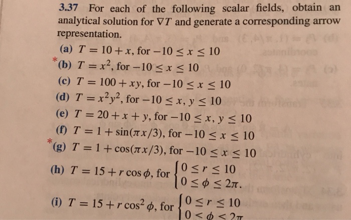 Solved 3.37 For each of the following scalar fields, obtain | Chegg.com