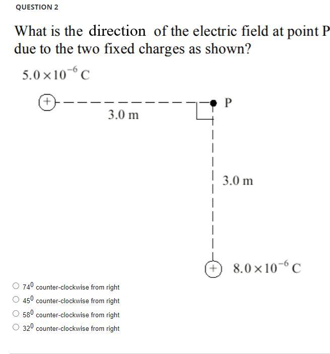 Solved QUESTION 2 What is the direction of the electric | Chegg.com