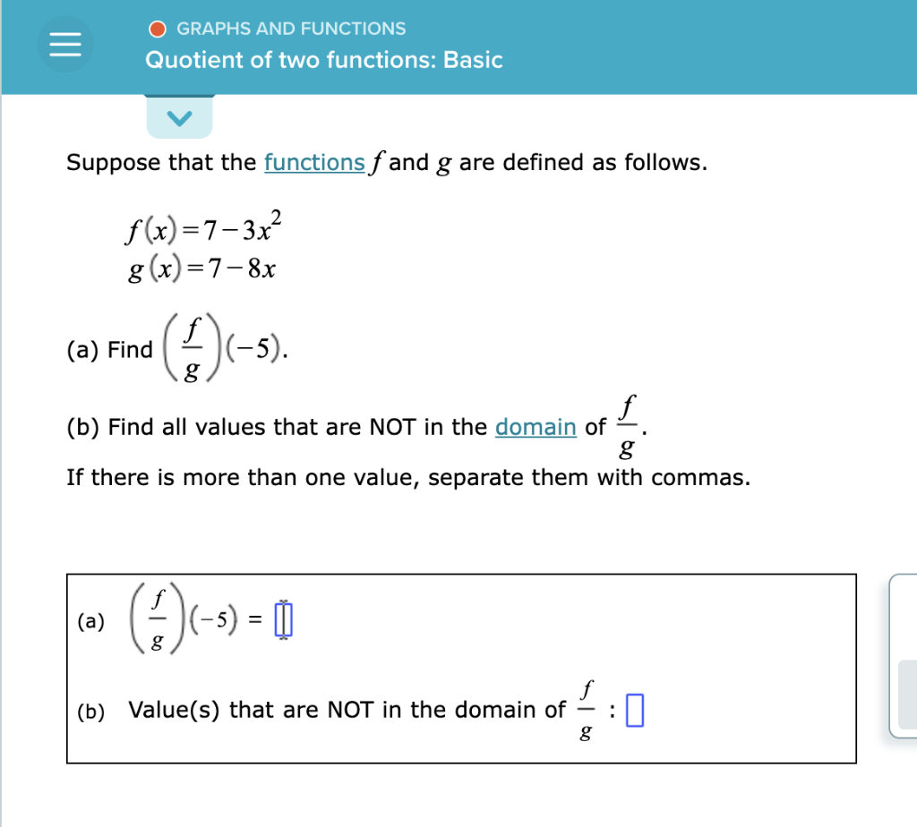 Solved Graphs And Functions Quotient Of Two Functions 2020