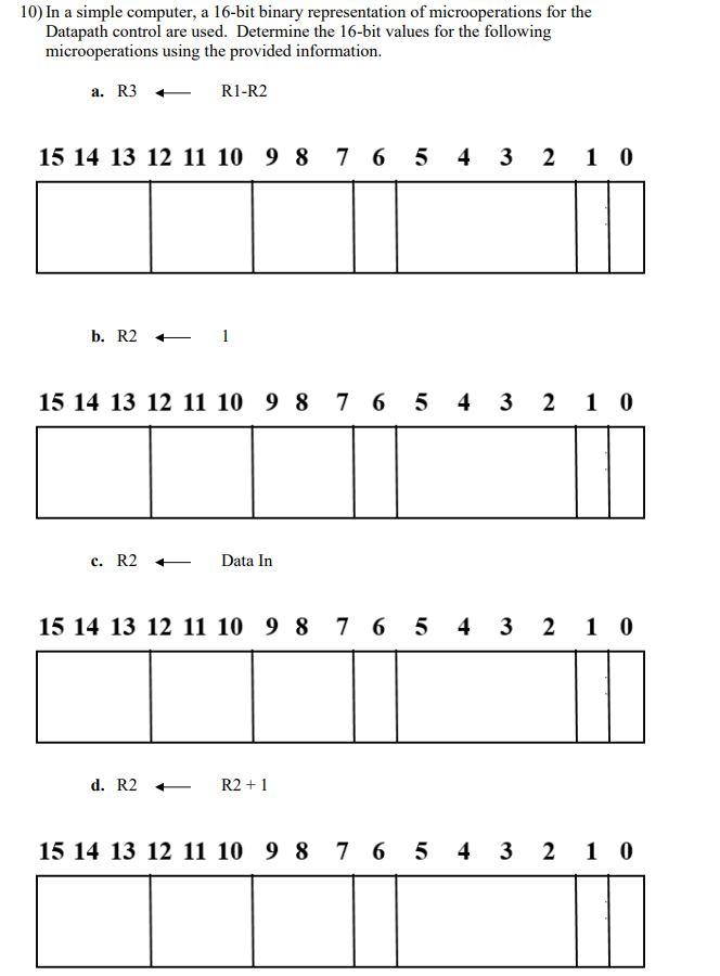 Solved 10) In a simple computer, a 16-bit binary | Chegg.com
