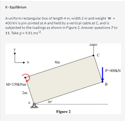 Solved II- Equilibrium A uniform rectangular box of length 4 | Chegg.com