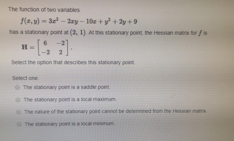Solved The function of two variables f(x, y) = 3x2 – 2xy – | Chegg.com