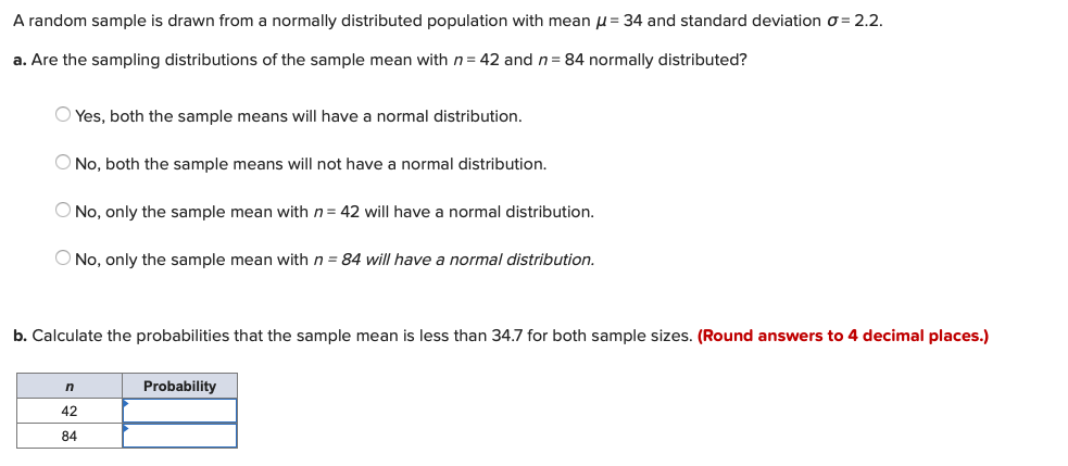 Solved A Random Sample Is Drawn From A Normally Distributed