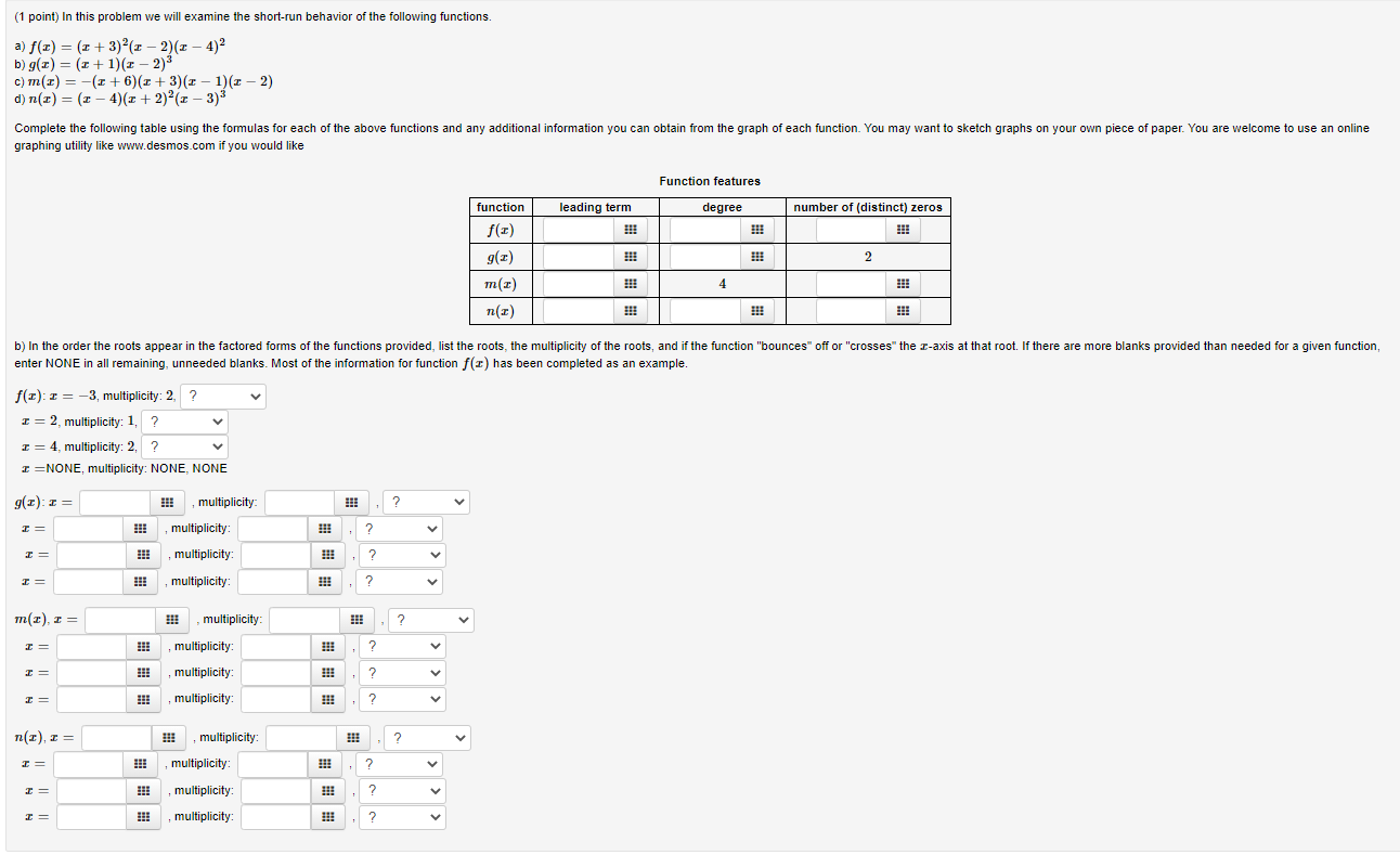 Solved (1 point) In this problem we will examine the | Chegg.com