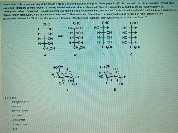 Solved The structure of the open chain form of the hexose | Chegg.com