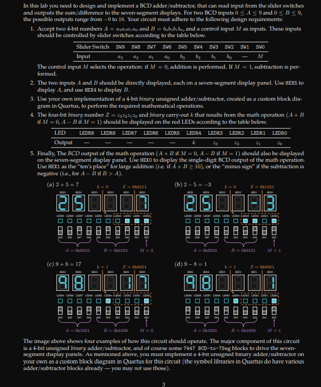 In this lab you need to design and implement a BCD | Chegg.com