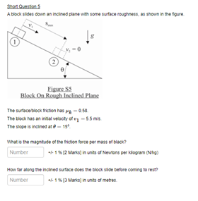 Solved A block slides down an inclined plane with some | Chegg.com