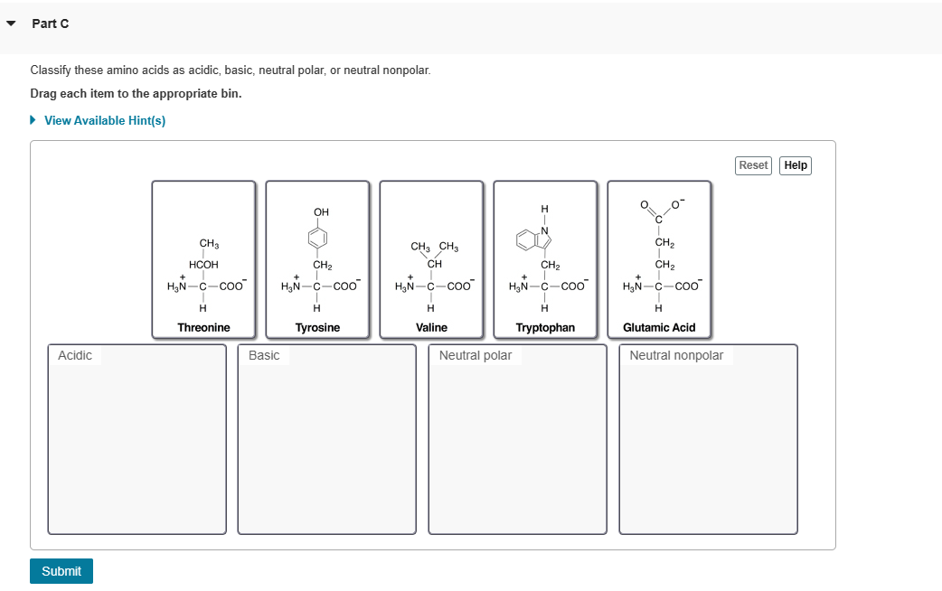 Solved Part CClassify these amino acids as acidic, basic, | Chegg.com