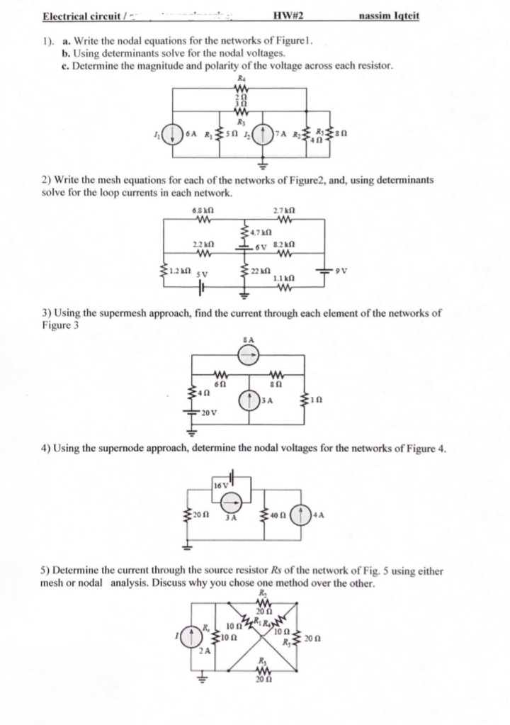 Solved 1). a. Write the nodal equations for the networks of | Chegg.com