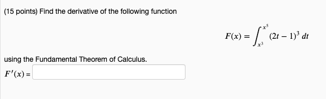 Solved (15 points) Find the derivative of the following | Chegg.com