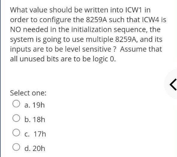 Solved What value should be written into ICW1 in order to | Chegg.com