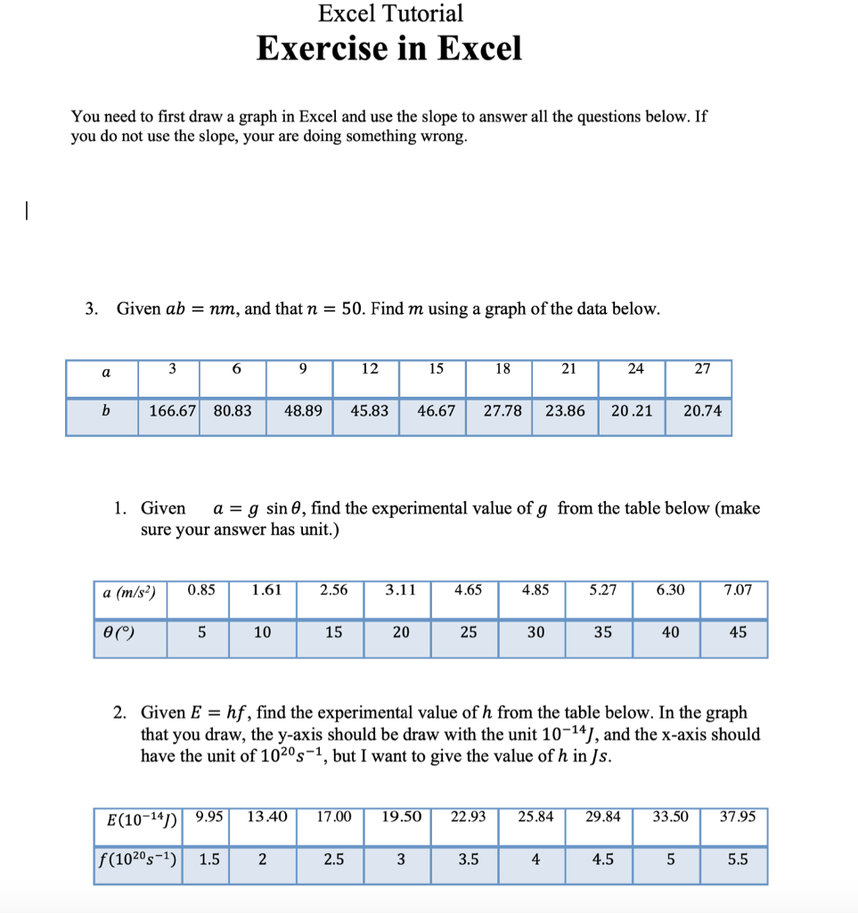 Solved Excel Tutorial Exercise in Excel You need to first | Chegg.com
