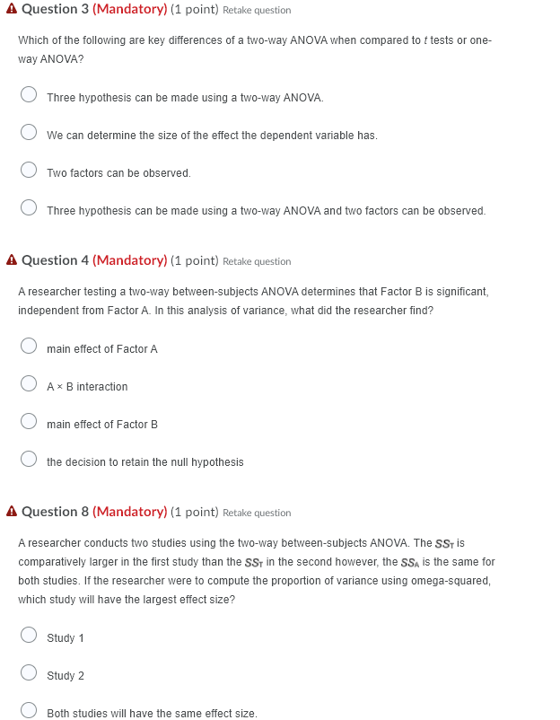 Solved A Question 3 (Mandatory) (1 point) Retake question | Chegg.com