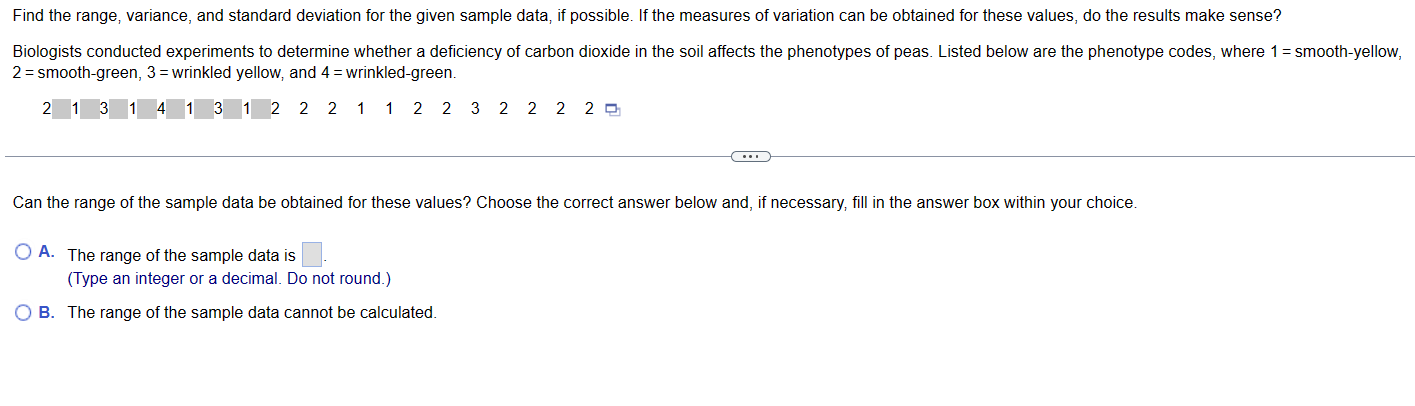 Solved Find the range, variance, and standard deviation for | Chegg.com