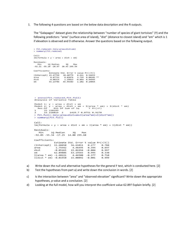Solved 1. The following 4 questions are based on the below | Chegg.com