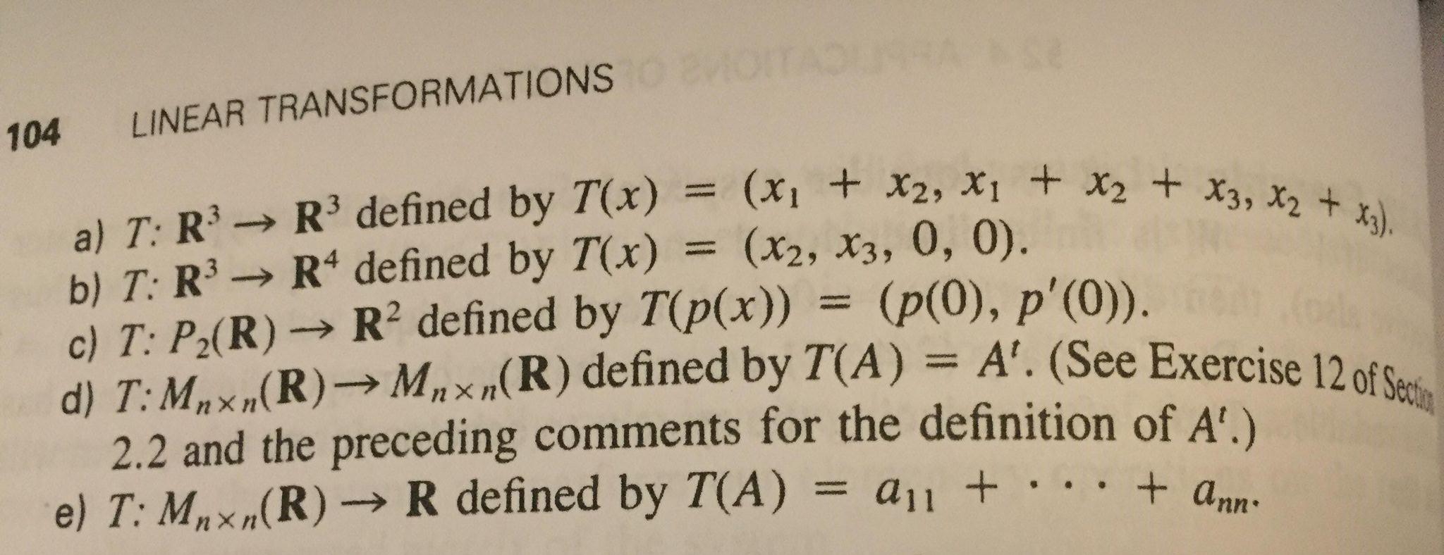 Solved Determine if the following linear transformations are | Chegg.com