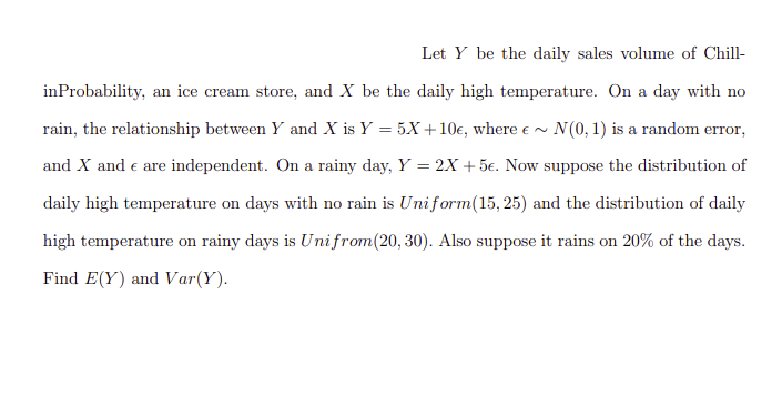 Let Y be the daily sales volume of | Chegg.com